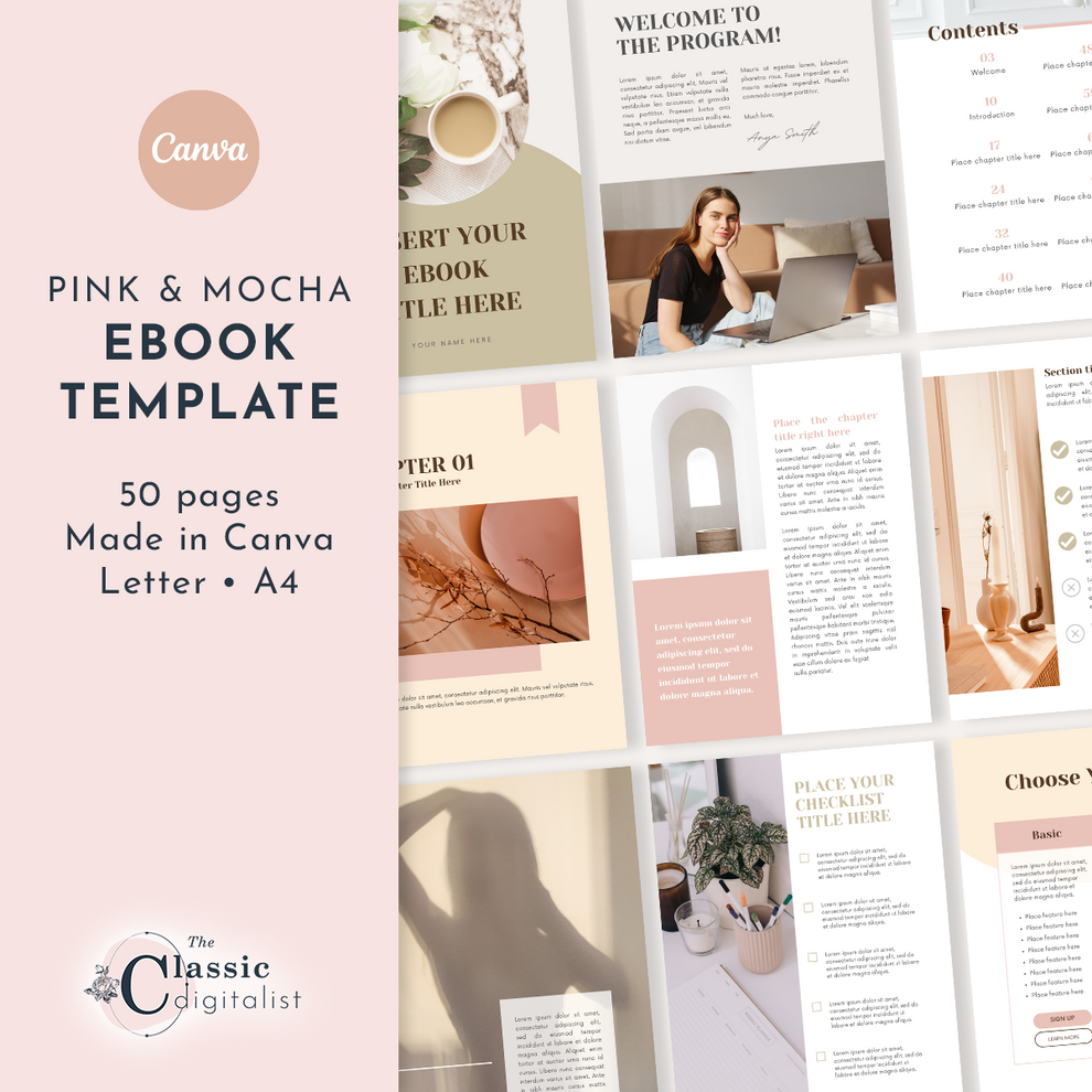 E-book Canva Template | worksheets, opt-in freebies | Pink and Mocha ...